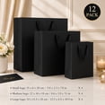 12 Pcs Black Gift Bags, Paper Bag with Mixed Tissue Paper (4 Small 6 ...