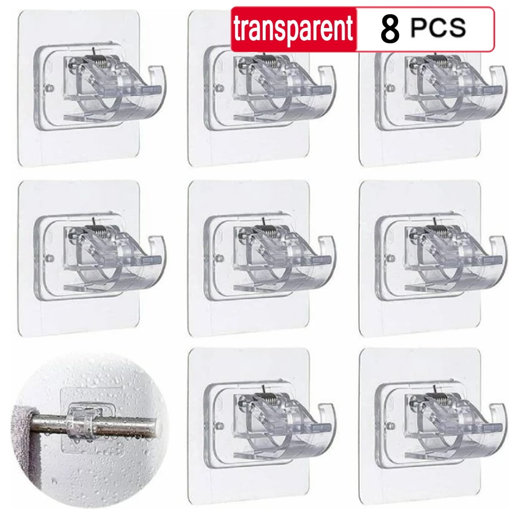Self Adhesive Curtain Rod Bracket No Drill Drapery Hooks Holder Plastic ...