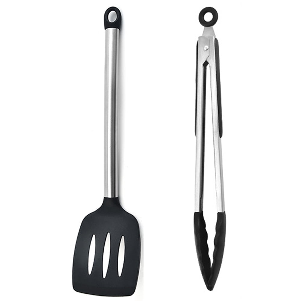 2 Piece Mini Kitchen Utensil Set- Stainless Steel and Silicone Kitchen ...