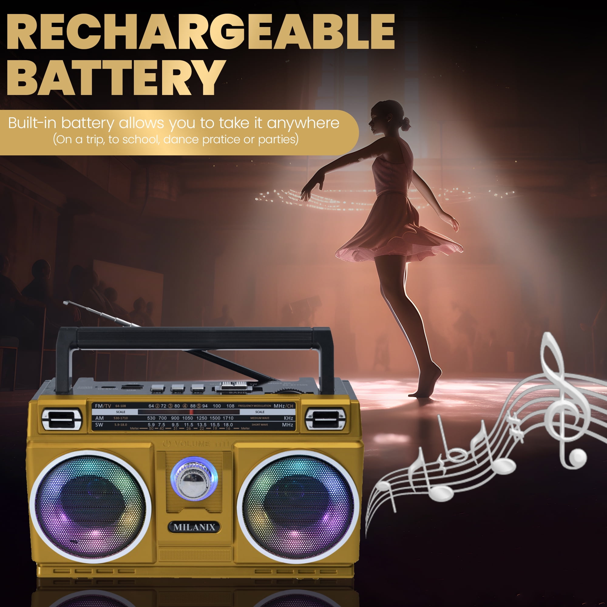 Milanix Bluetooth Battery Lights Portable AM/FM/SW Philippines | Ubuy