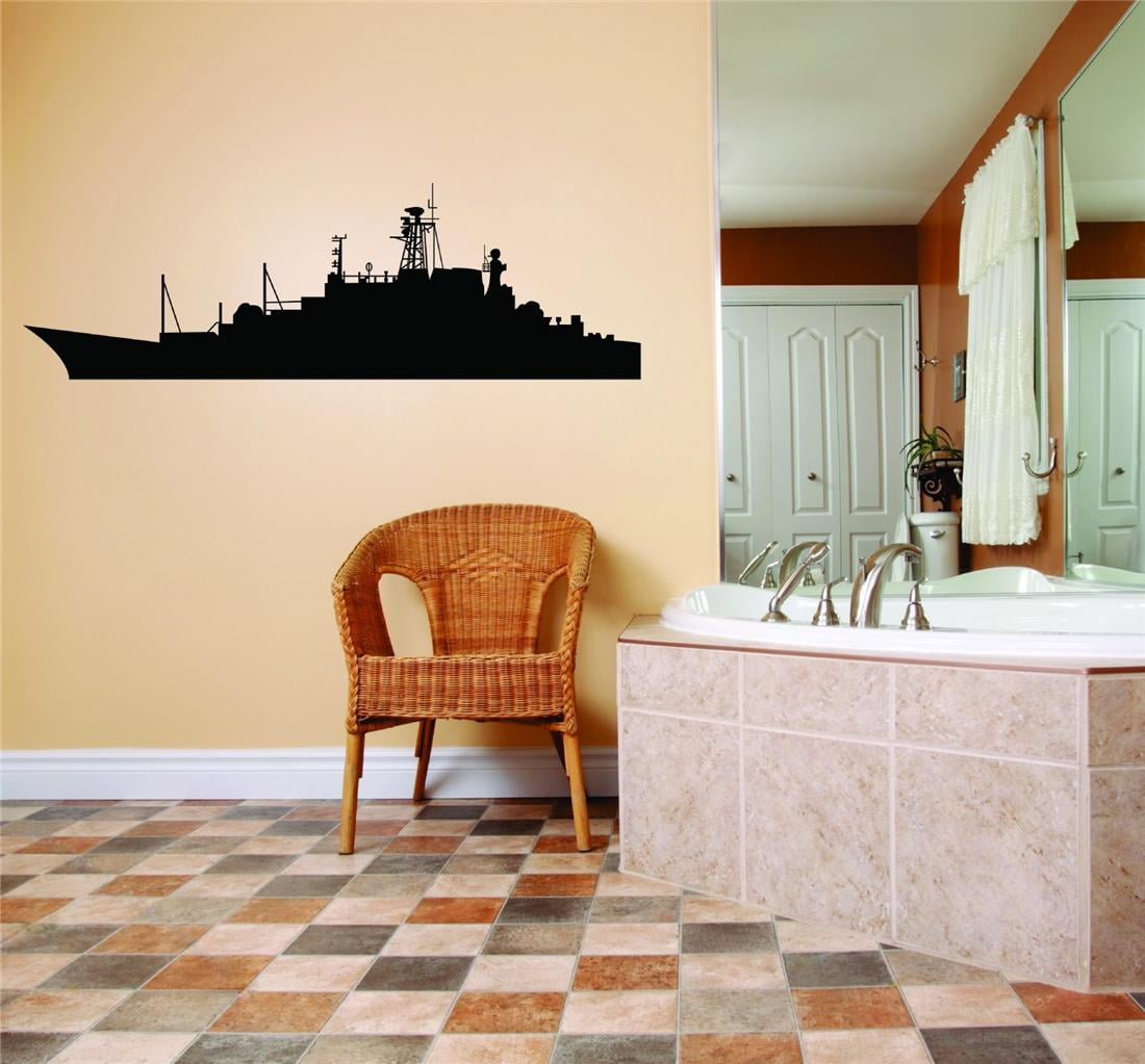 Design With Vinyl Artwork Military Ship Open Water Large Vessel Wall ...