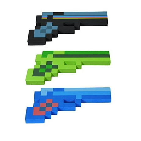 8BIT TOYS 8 Bit Pixelated Blue Diamond, Black Stone & Green Zombie Foam ...