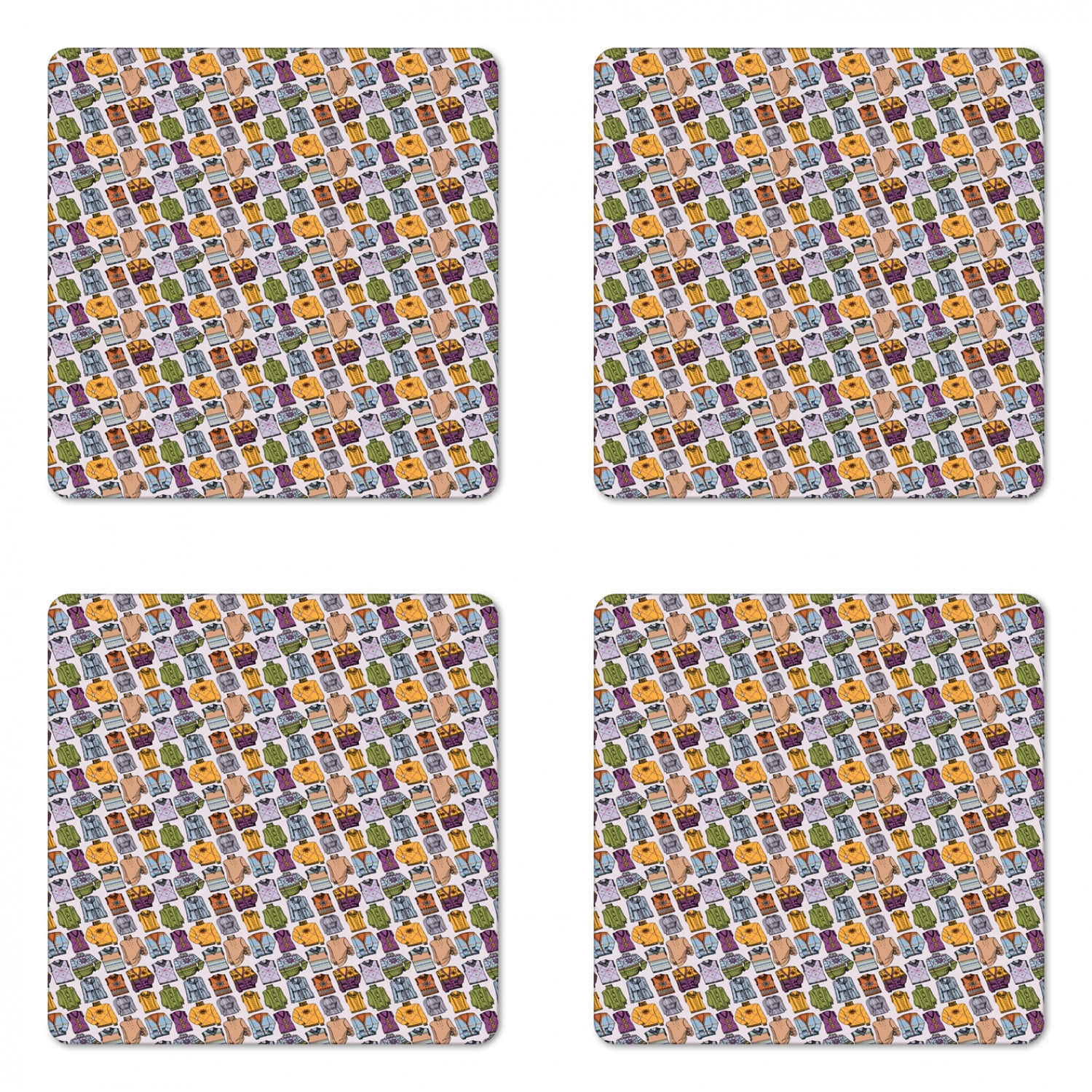 Hipster Coaster Set of 4, Winter Season Trend Warm Wool Clothes ...