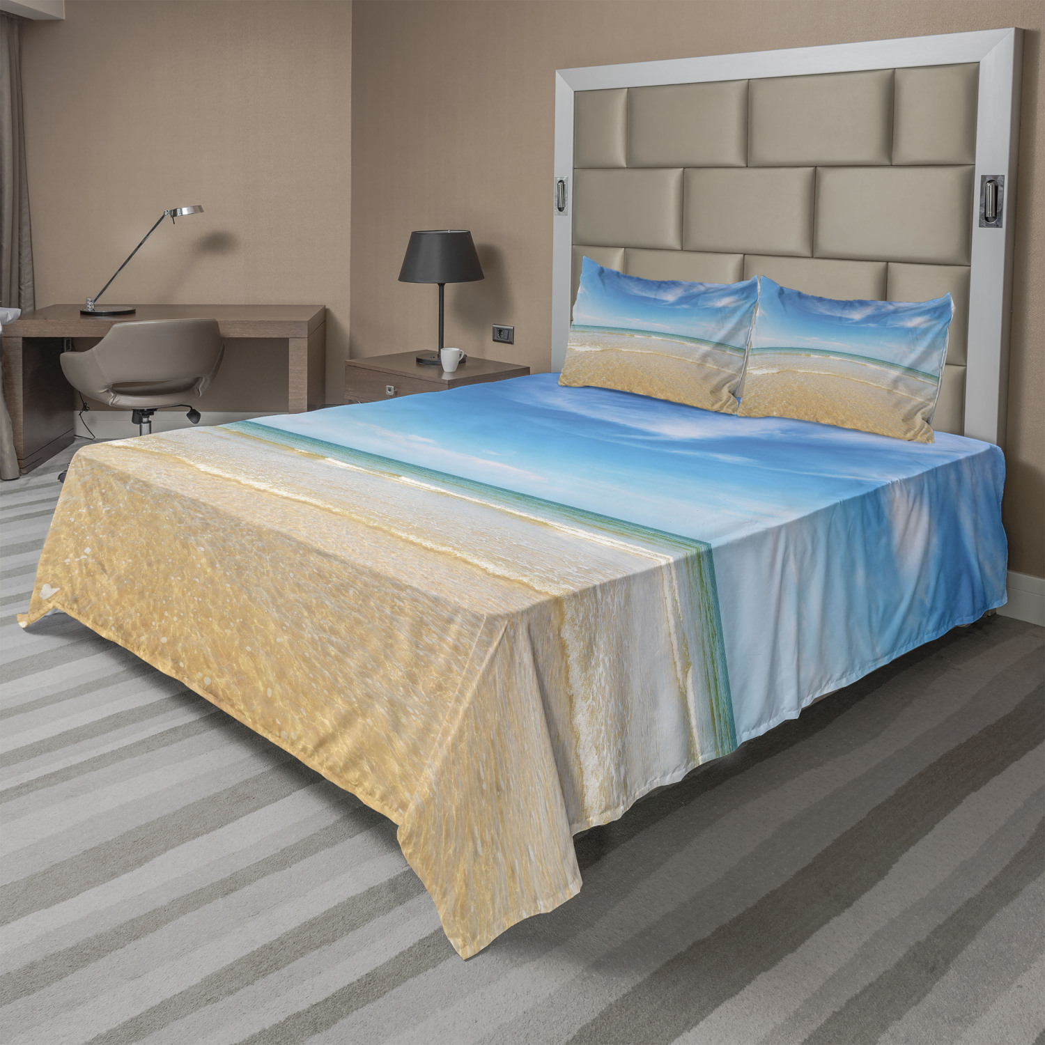 Ocean Sheet Set, Sea and Sky Landscape at Beach in Tropical Exotic ...