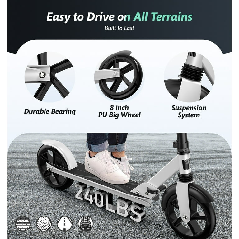 LNOW Foldable Kick Scooter-8 IN Big Wheels for Kid, Teens LNOW Foldable Kick Scooter-8 IN Big Wheels for Kid, Teens