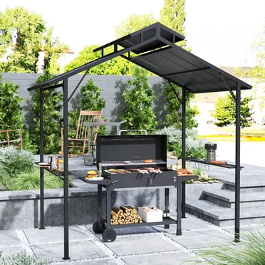 8'x6' Grill Gazebo, Sun Protection Double Roof BBQ Canopy, Stable ...