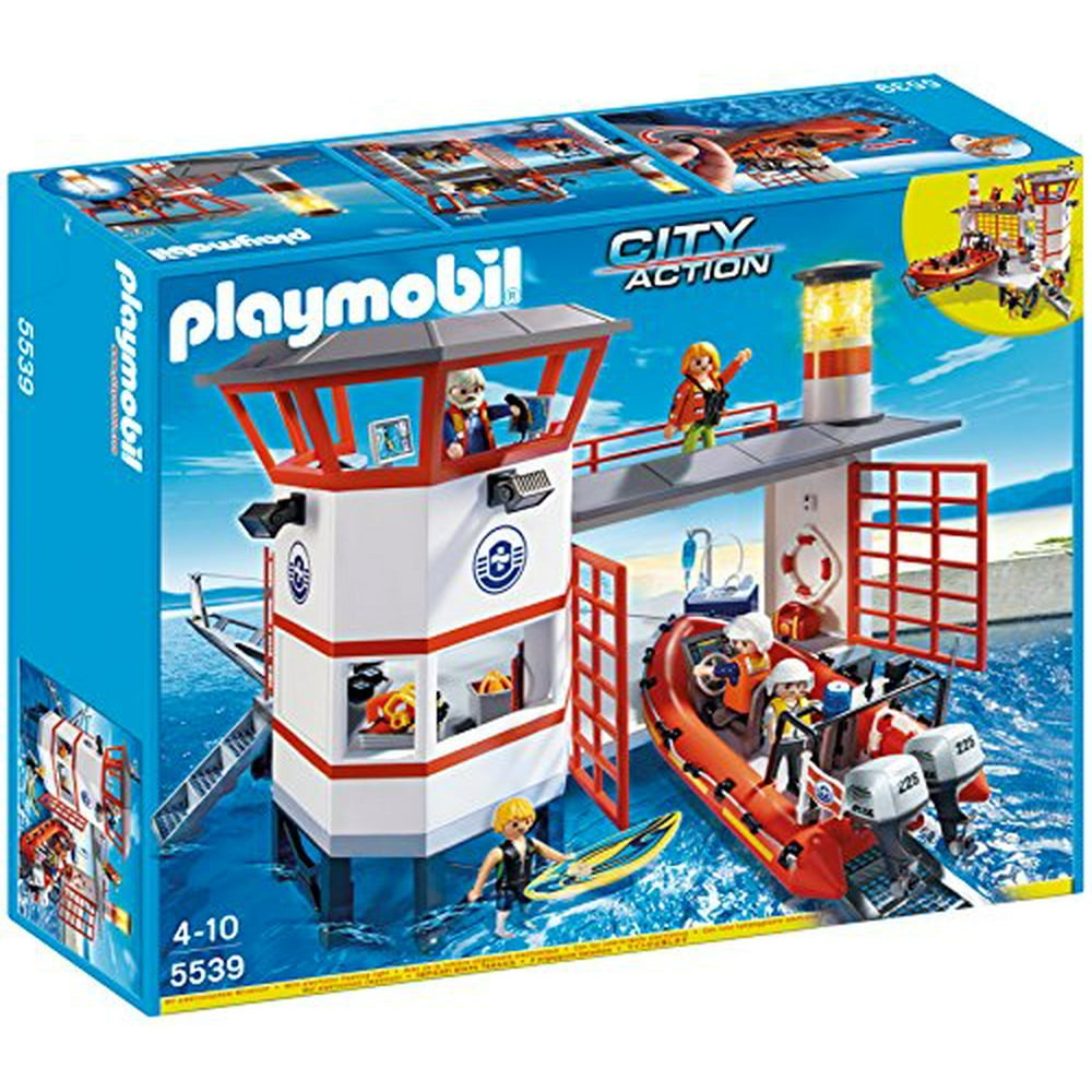 PLAYMOBIL Coast Guard Station with Lighthouse Play Set - Walmart.com ...
