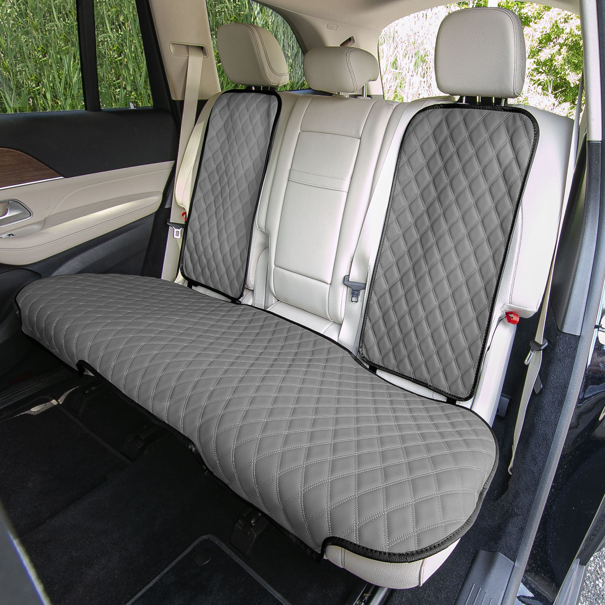 TLH Gray Universal Faux Leather Seat Protectors - Rear Set for most ...
