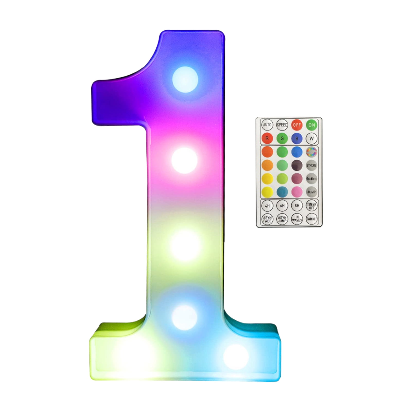 Hesroicy LED Number Lights Colorful with Remote - 16 Colors, 4 Flashing ...