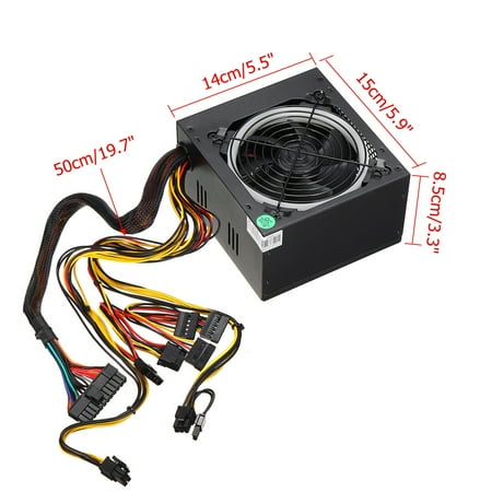 500W 12V Computer Power Supply 110V Switchable 24 Pin PCI SATA ATX PC ...