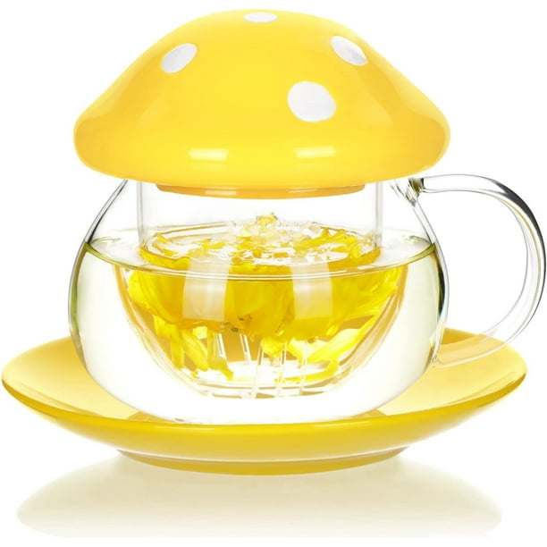 Cute Mushroom Glass Tea Cup, Kawaii Mushroom Glass Coffee Mug with ...
