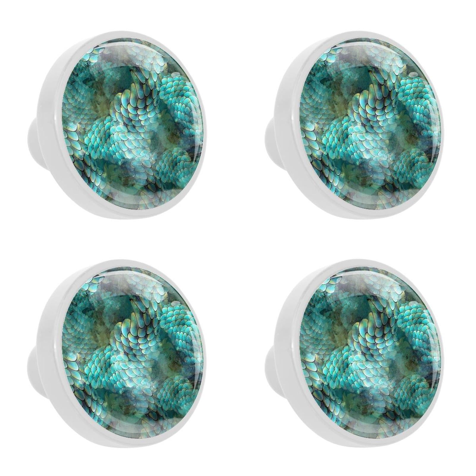 4 Pcs Mermaid Fish Scale Knobs for Kitchen Cabinet Cupboard Dresser ...