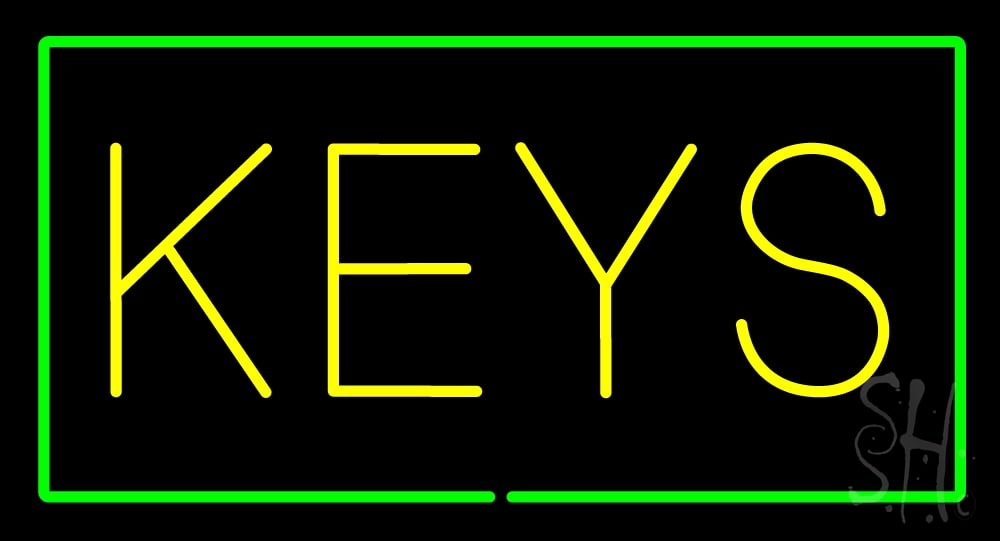 Keys Rectangle Green LED Neon Sign 13" Tall x 24" Wide - inches Black ...