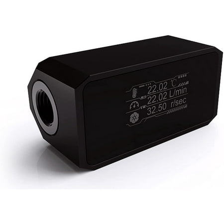 G1/4" Inline PC Water Cooling Flow Meter, Temperature/Flow/Speed OLED ...
