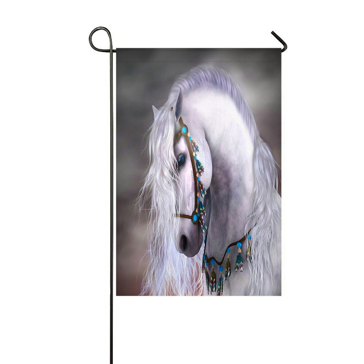 GCKG Artistic White Horse Unique Garden Flag Outdoor Flag Yard ...