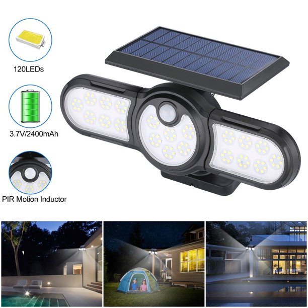 Solar Lights Outdoor 120 LED Cordless Solar Motion Sensor Lights IP65 ...