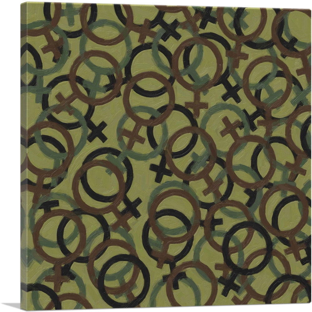 ARTCANVAS Army Green Black Brown Camo Camouflage Female Symbol Pattern ...