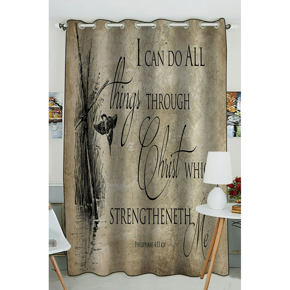 Phfzk Inspirational Window Curtain, Bible Verse Window Curtain Blackout ...