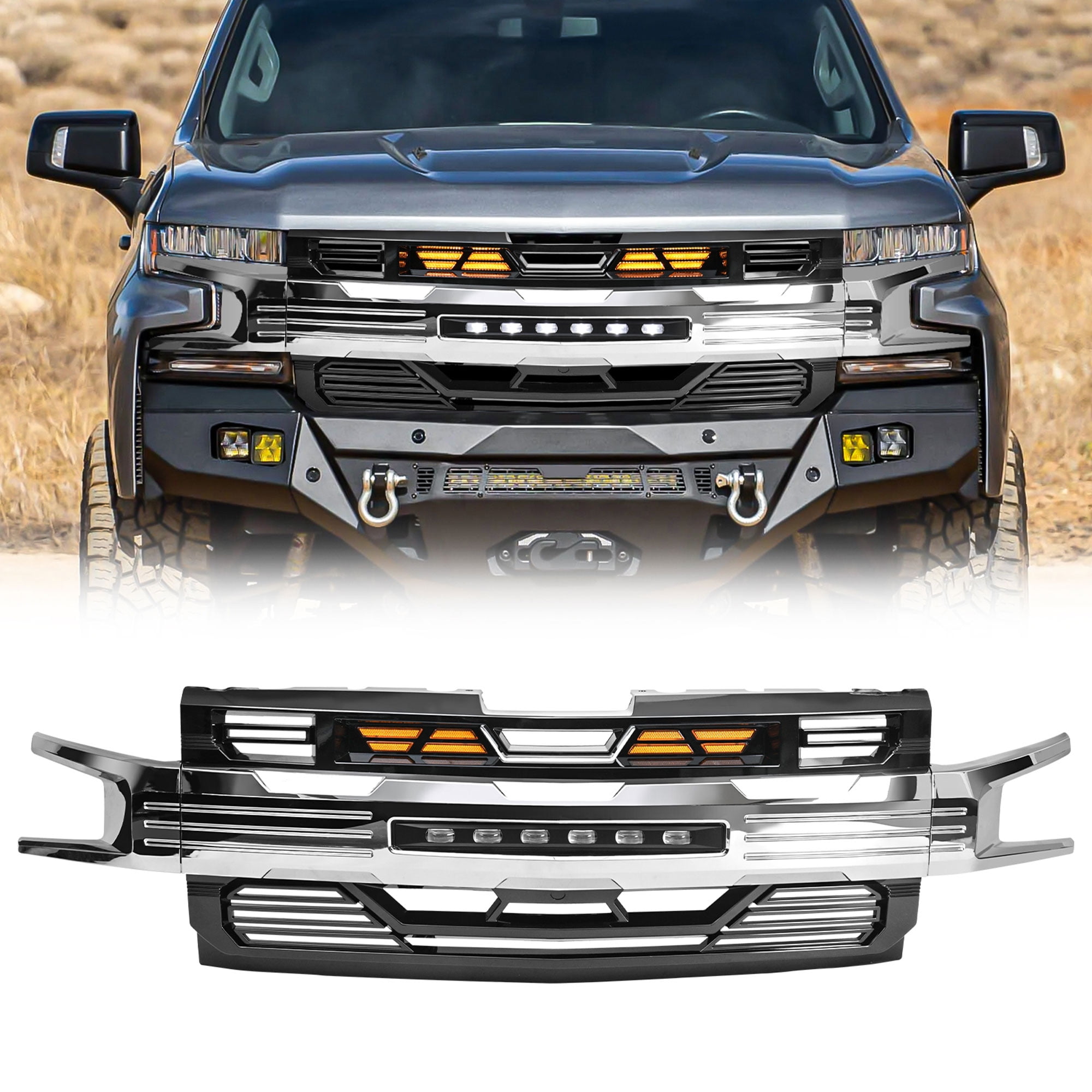 AMERICAN MODIFIED LED Grille w/ LEDs for 19-21 Chevy Silverado 1500 ...