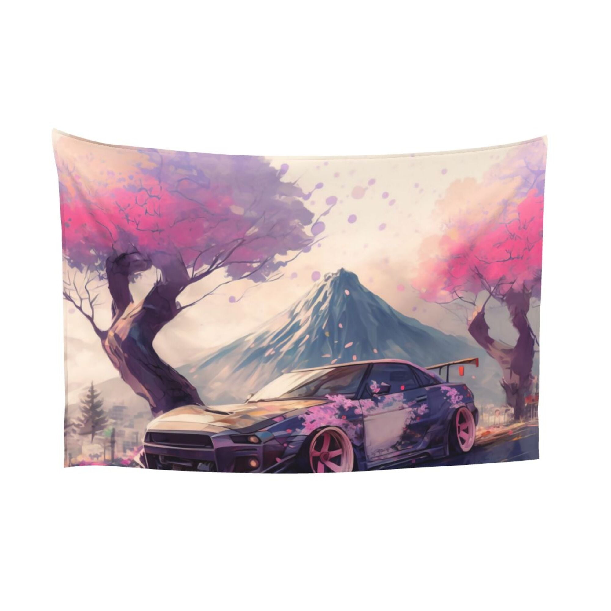 ZICANCN Funny Tapestry for Bedroom Aesthetic,Cherry Blossoms Racing Car ...