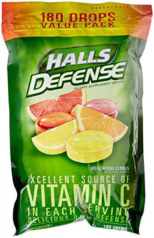 Halls Defense Drops Assorted Citrus, 180 Count - Walmart.com