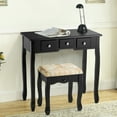 Costway Vanity Table Dressing Table 5 Make Up Table Stool Black ...