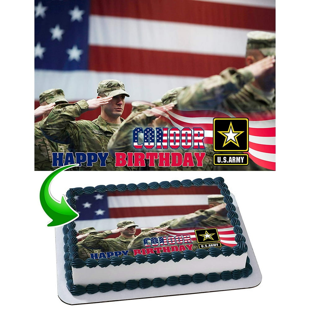 U.S. Army Edible Cake Image Topper Personalized Picture 1/4 Sheet (8 ...