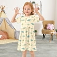 Cartoon Crocodile Palm Tree Short Sleeve Dress A-Line Cute Midi Casual ...