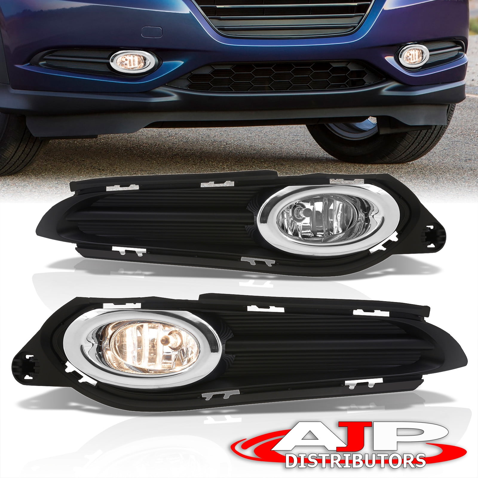 For 2016-2018 Honda HR-V Chrome Front Bumper Driving Fog Lights Lamps ...