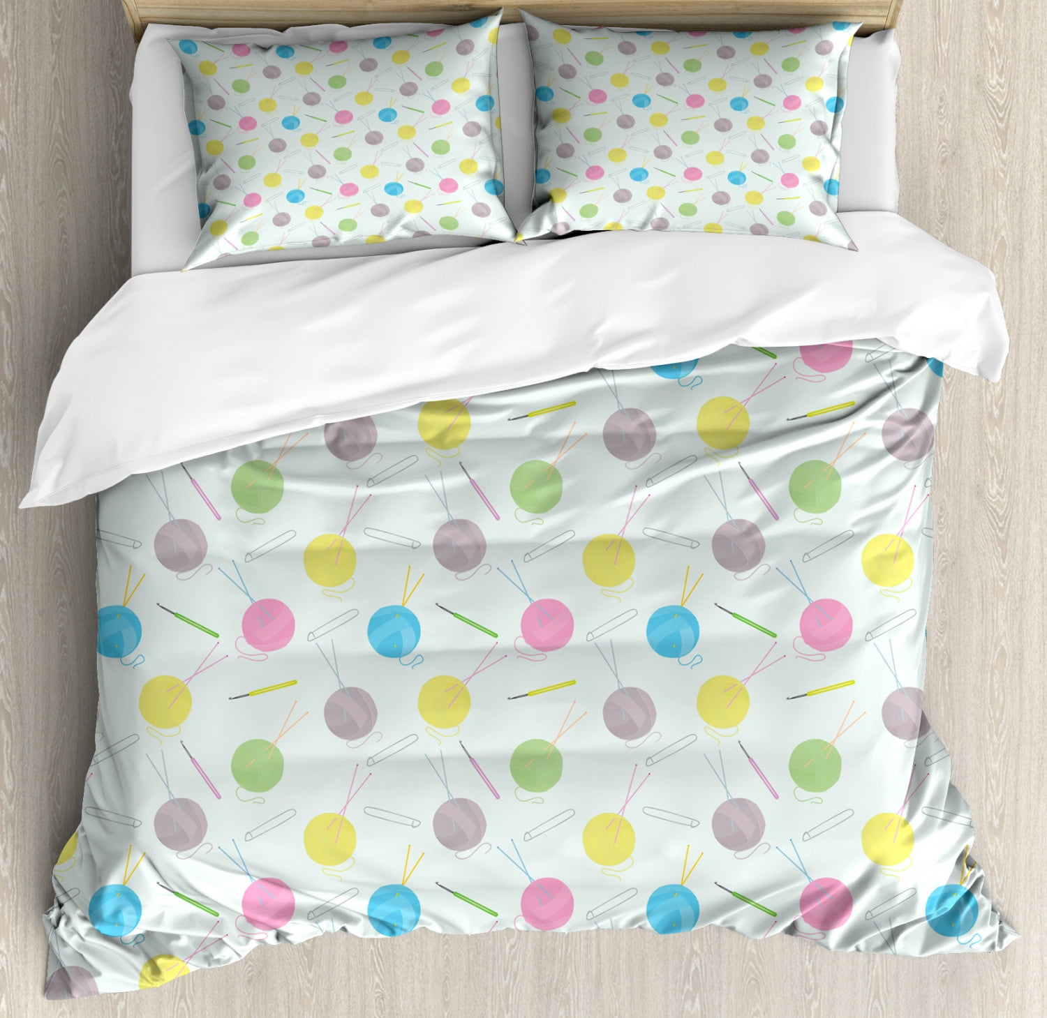 Retro Duvet Cover Set King Size, Elements Handicraft Balls of Yarn Pins ...