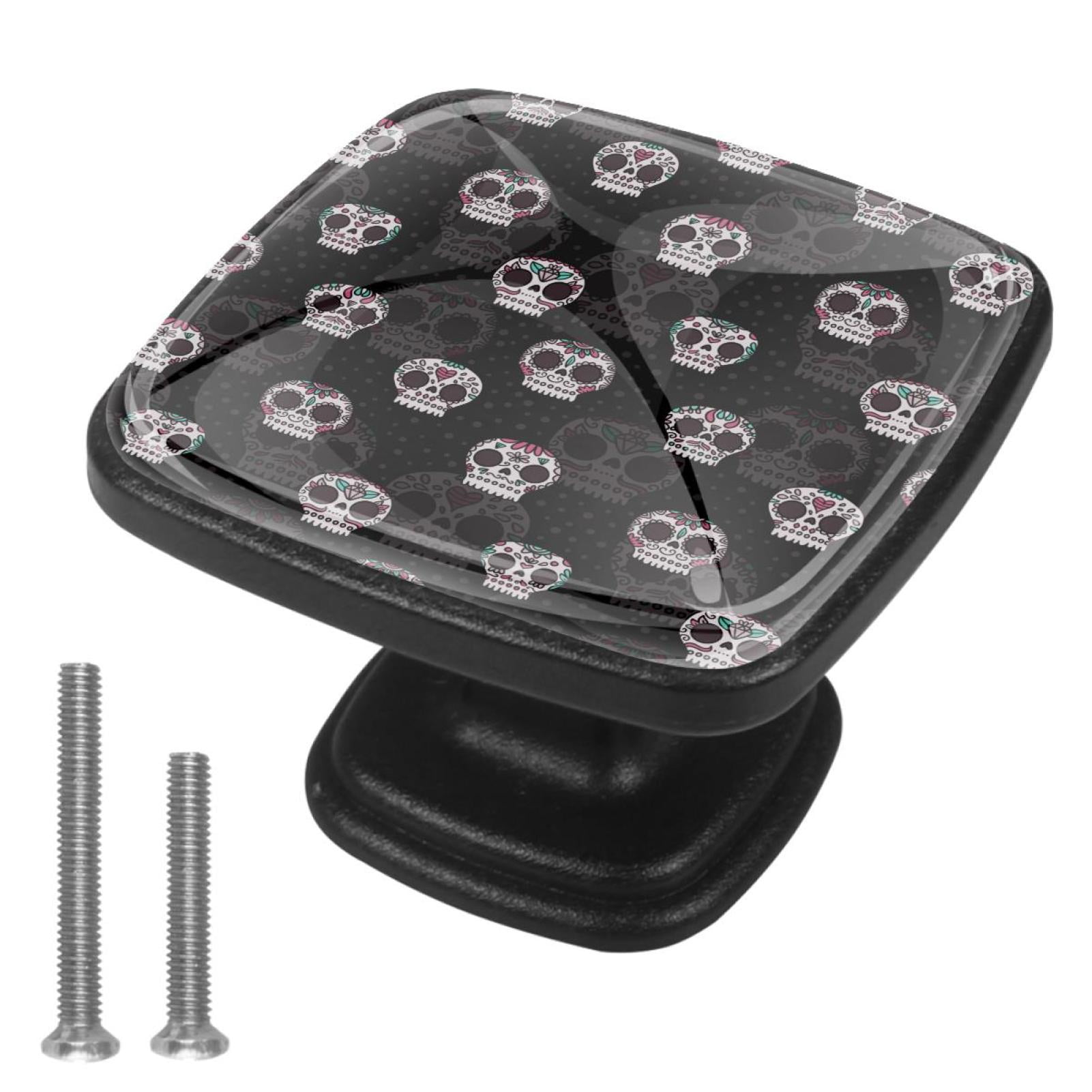4 Pcs Cabinet Handle Drawer Pulls Skull Knobs with Screws Square ...