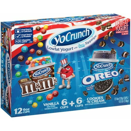 YoCrunch M&M'S and Oreo Lowfat Yogurt Variety Pack, 6 oz, 12 ct ...