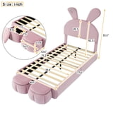 Aukfa Twin Upholstered Bed Frame with LED Light, Cartoon Bed with 2 ...