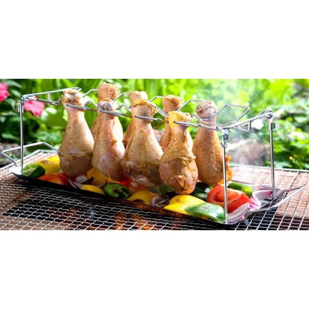 Hot Non-Stick Barbecue Grill Portable Barbecue Rack Chicken Leg Holder ...