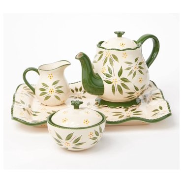 Sweejar Porcelain Tea Sets,8 oz Cups and Saucer Teaspoon Set of 4, with ...