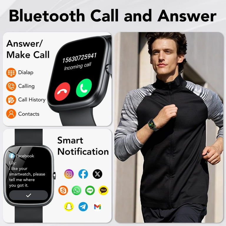 Smart Watch 1.91 HD Screen Smartwatch for Men Women Answer Make Call Smart Watches with 110 Sports Modes IP68 Waterproof Activity Trackers for