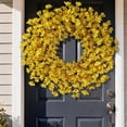26 Inch Artificial Yellow Forsythia Wreath for Front Door, Large Faux ...