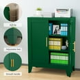 Green Metal Storage Cabinet, 36" Sideboard Buffet Cabient, Kitchen ...
