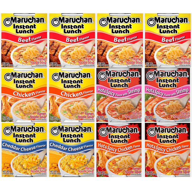 Maruchan Ramen Instant Lunch Variety, 5 Flavors (Pack of 12) with ...
