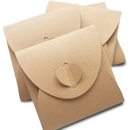 20 Pcs 4" x 6 "Heart Buttoned Envelopes Brown Paper Bags DIY Romantic ...