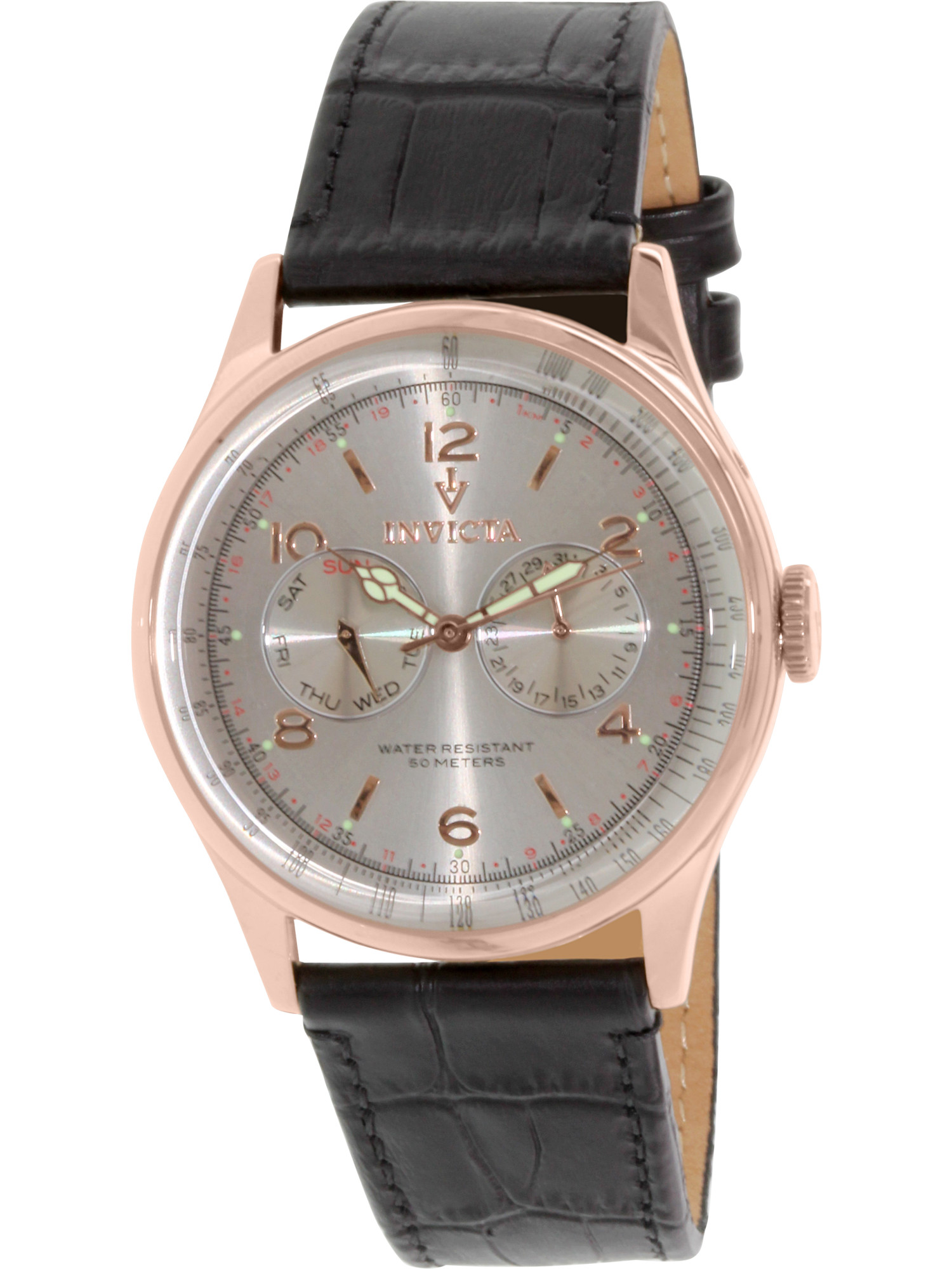 Invicta Men's Vintage 6753 Rose Gold Leather Swiss Quartz Fashion Watch ...