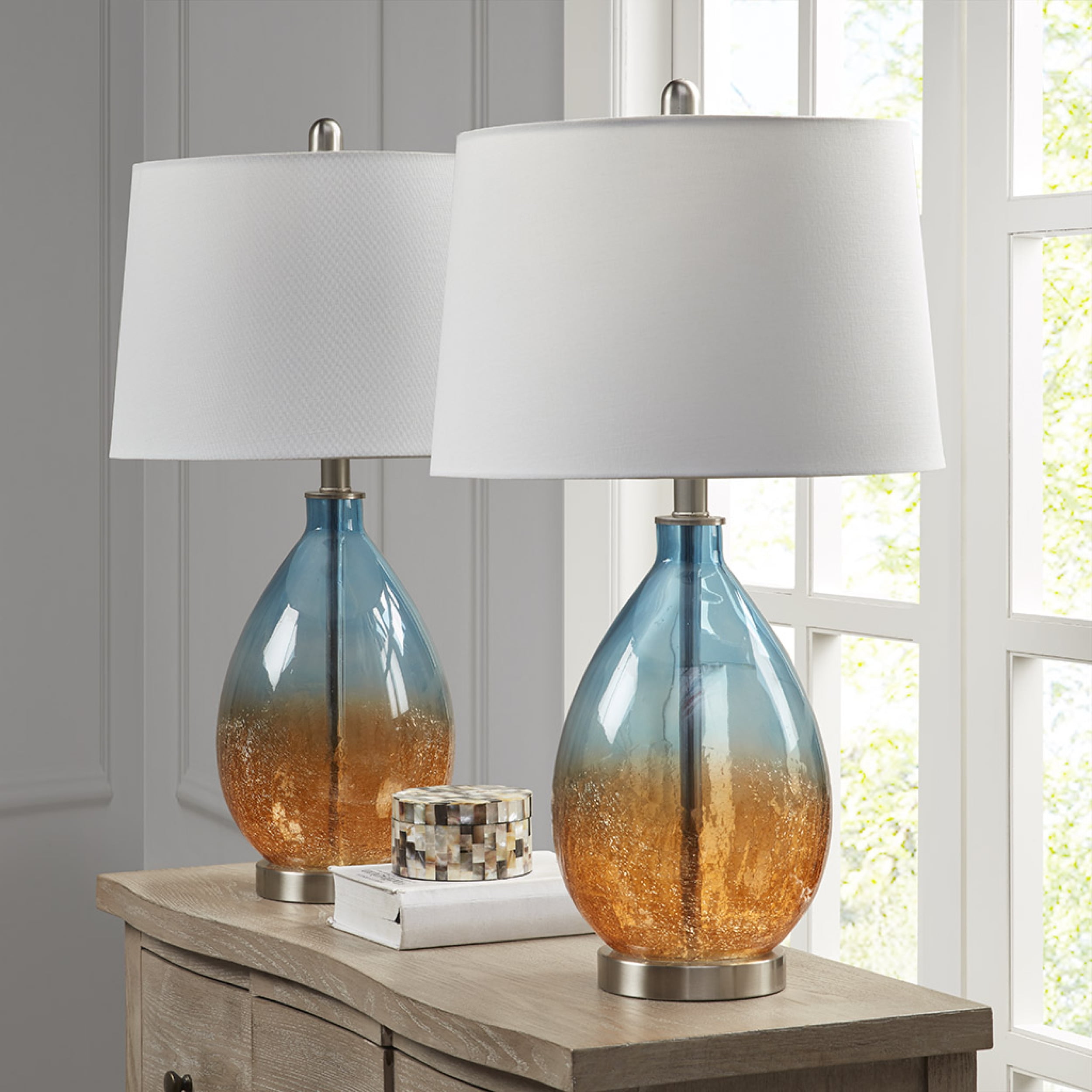 Cortina Ombre Glass Table Lamp Set of 2 94978 Walmart