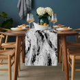 Black Grey Marble Waves Table Runner, Modern Abstract Art Minimalist ...