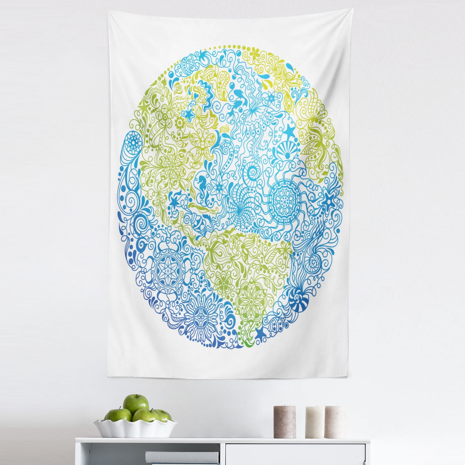 Floral Tapestry, Climate Change Theme Planet with Floral Leaves ...