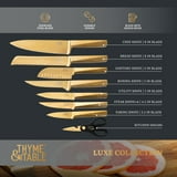 Free Shipping! Thyme & Table 15-Piece Knife Block Set with Sharpener, Black and Gold Stainless ...
