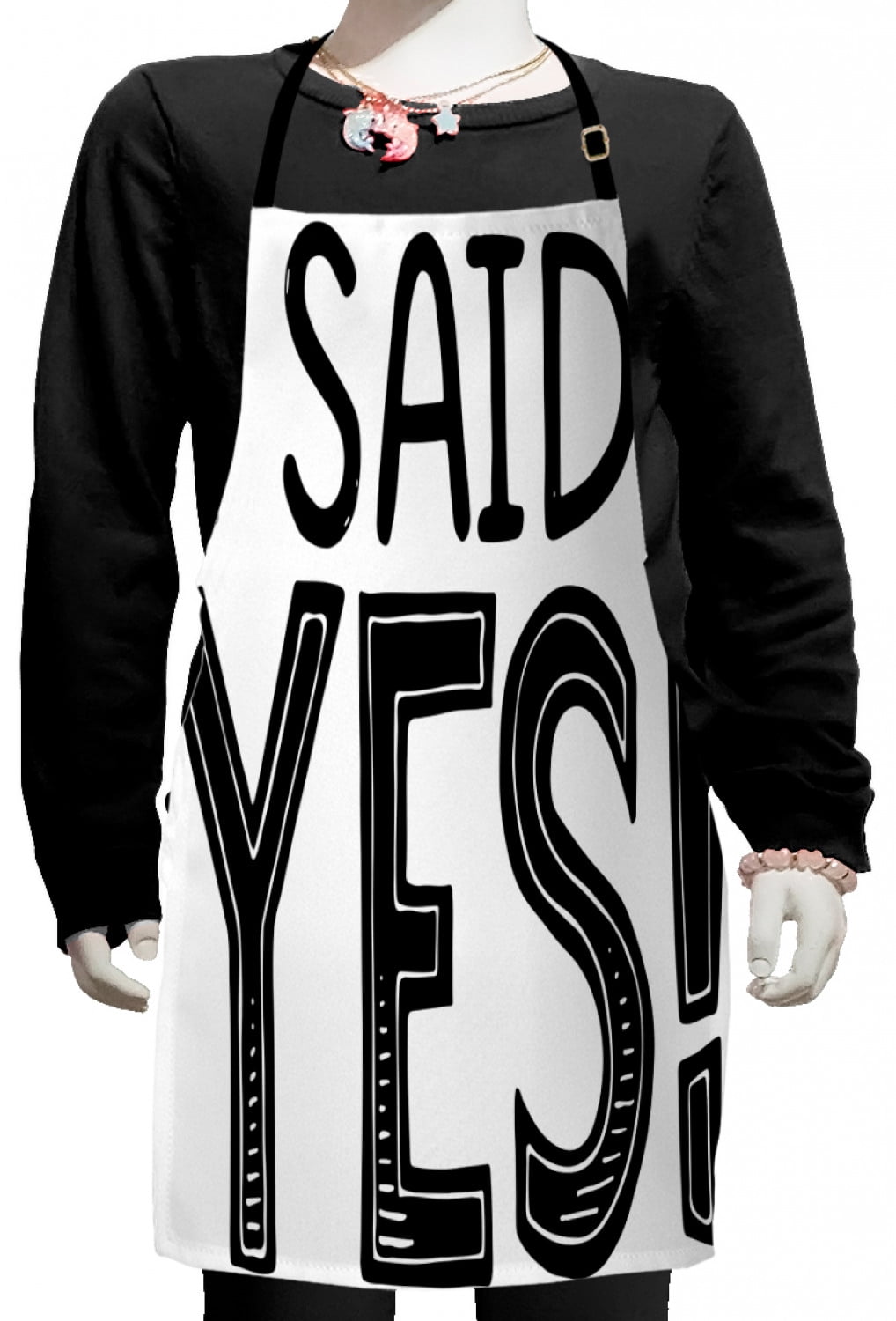 Engagement Party Kids Apron, I Said Yes Words Happiness Striped Letters ...