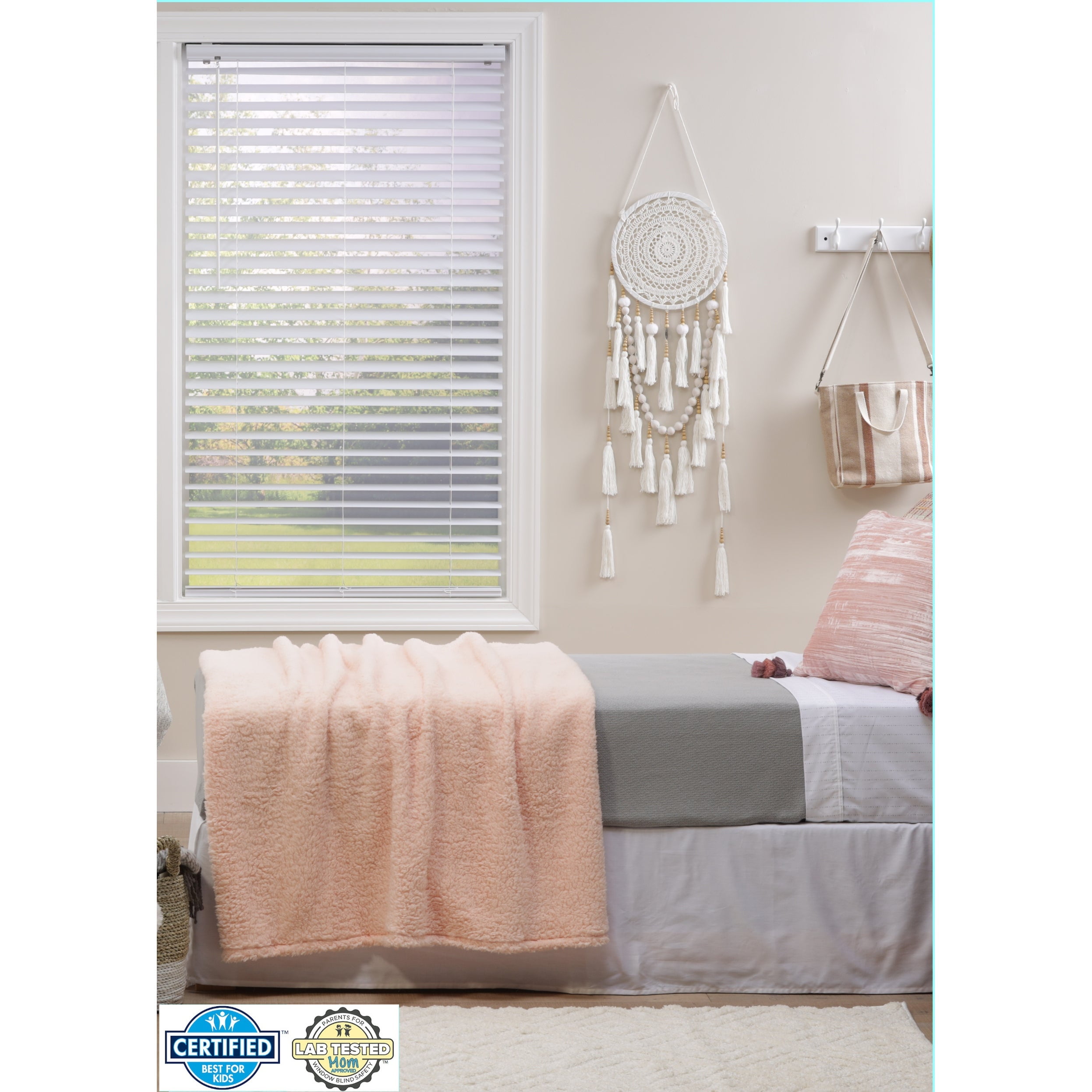 2-inch White Cordless Plantation Vinyl Blind (64-inches Long) 60 - 69 ...