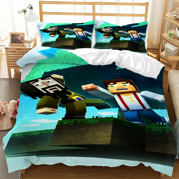 Minecraft Quilt Cover Set Bedding Set 3-piece Set 3D Printing Duvet ...