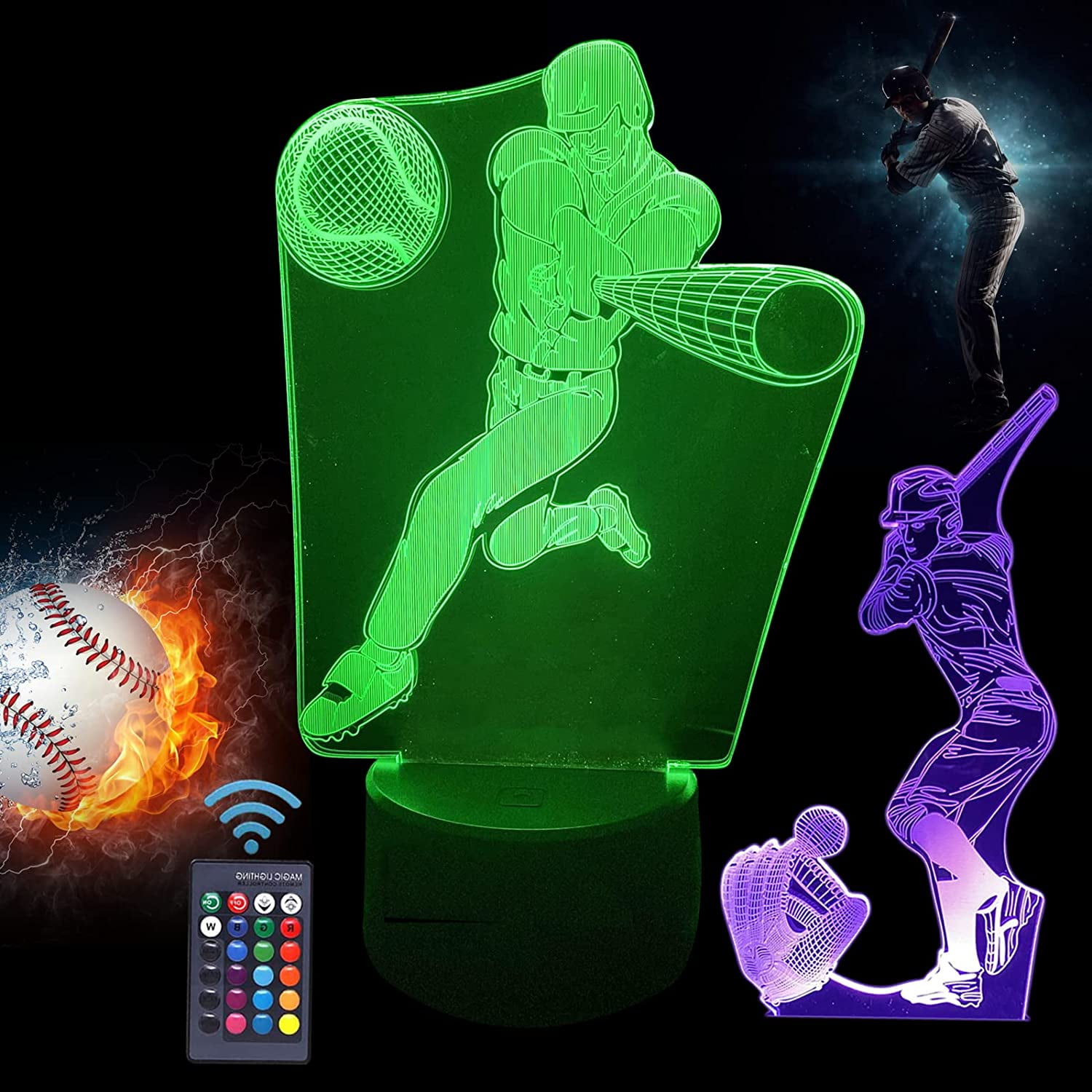 YSITIAN Baseball 3D Night Light,Baseball Gifts for Boys 7-14 Baseball ...