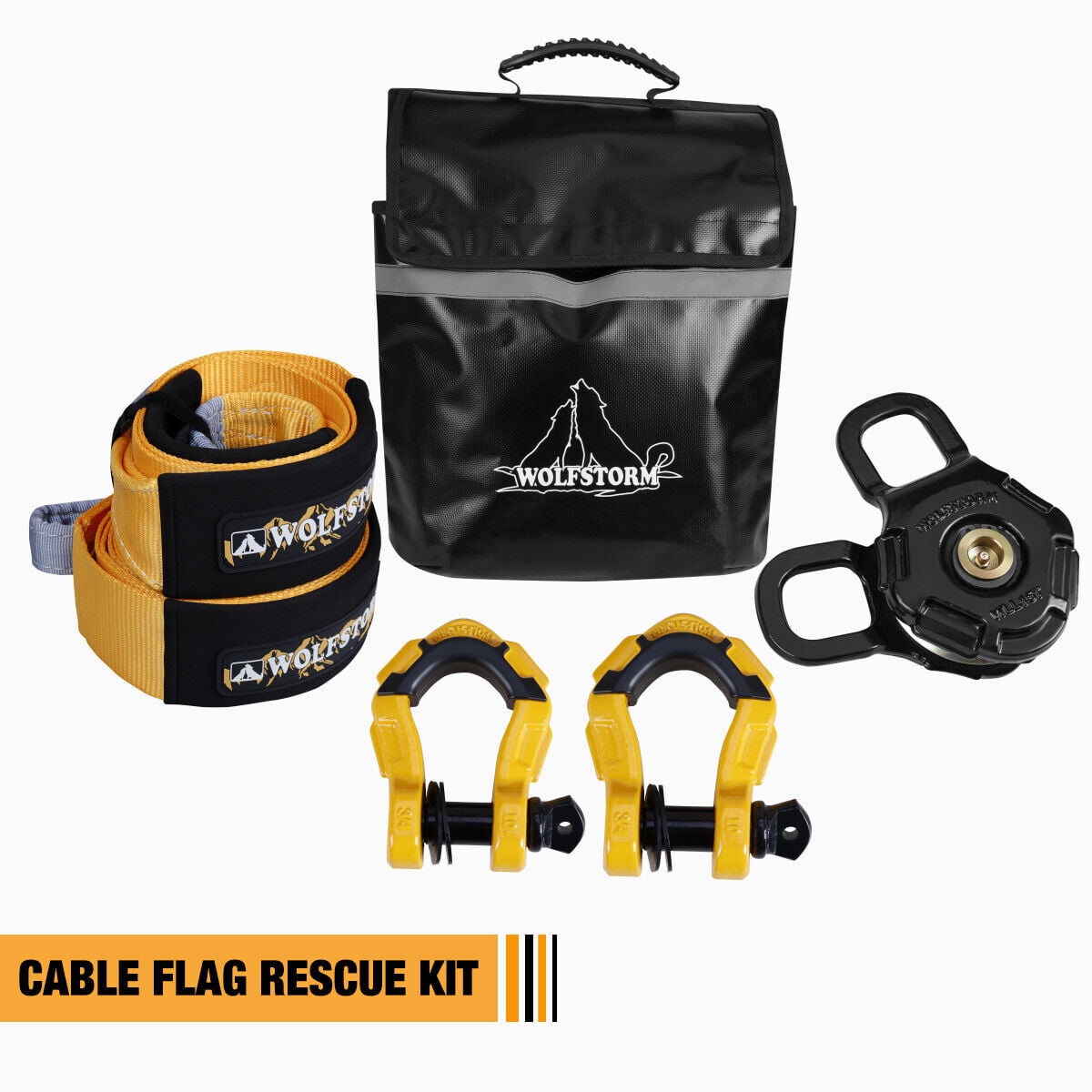 WOLFSTORM Off Road 4x4 Accessories Recovery Kit Tow Strap Tree Saver ...